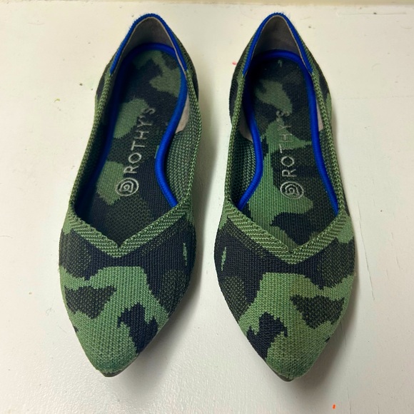 Rothy's | Shoes | Rothys Green Camo Slip On Pointed Toe Flats Sz 75 ...